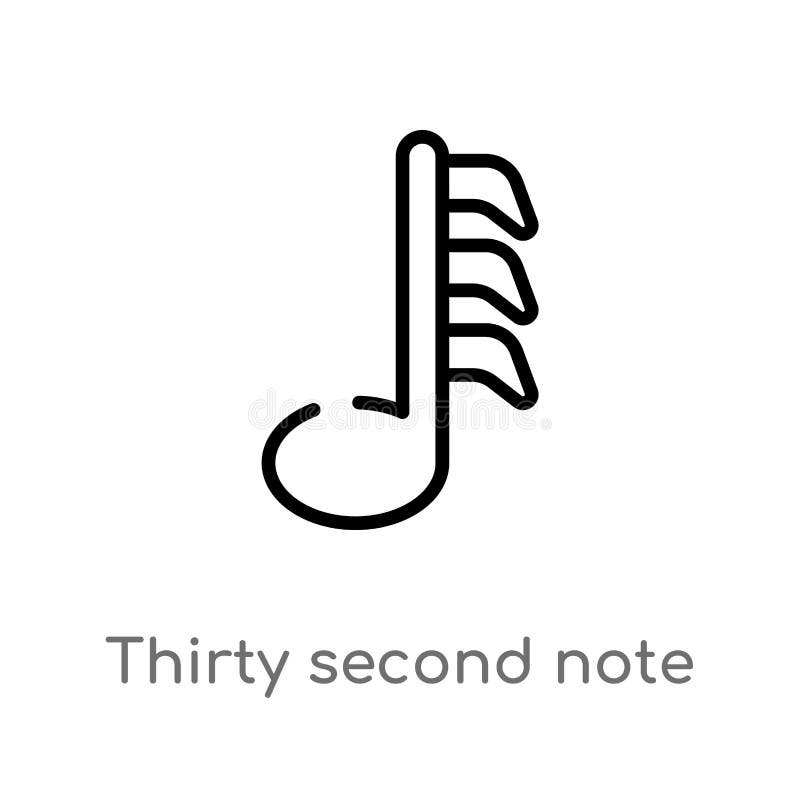 Outline Thirty Second Note Vector Icon. Isolated Black Simple Line ...