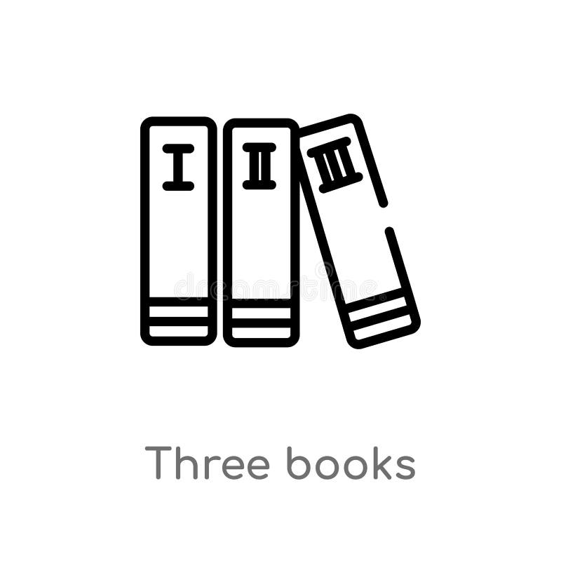 Outline Three Books Vector Icon. Isolated Black Simple Line Element ...