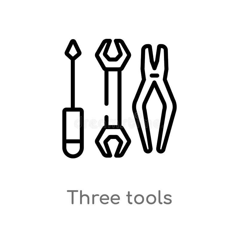 Outline Three Tools Vector Icon. Isolated Black Simple Line Element ...