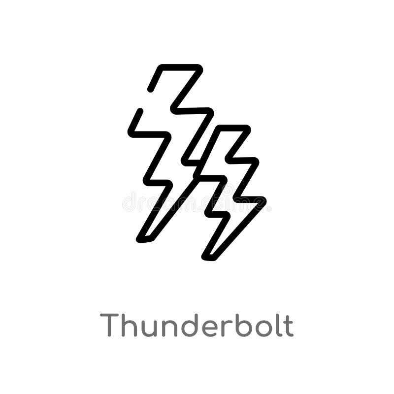 Outline Thunderbolt Vector Icon. Isolated Black Simple Line Element ...