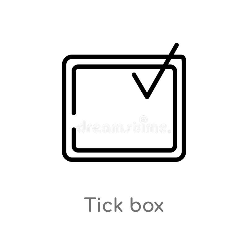 Outline Tick Box Vector Icon. Isolated Black Simple Line Element ...