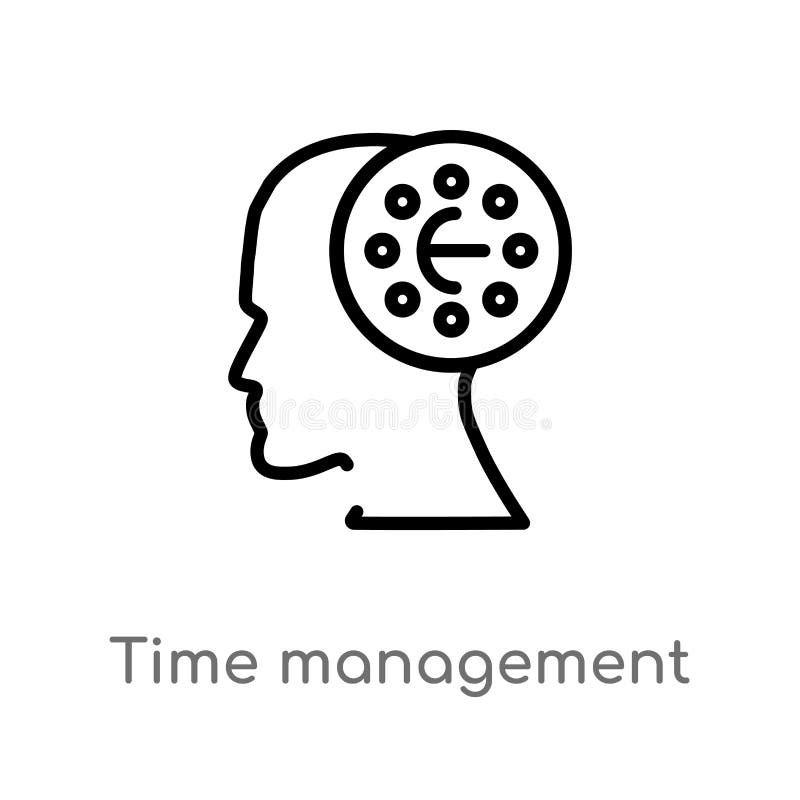 Outline Time Management Vector Icon. Isolated Black Simple Line Element ...