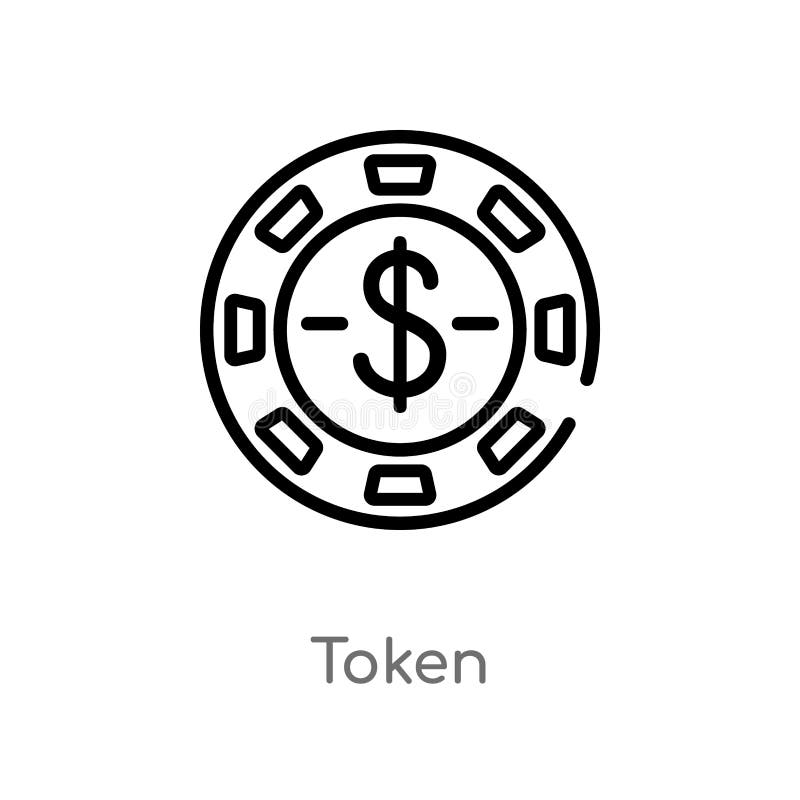 Outline Token Vector Icon. Isolated Black Simple Line Element ...