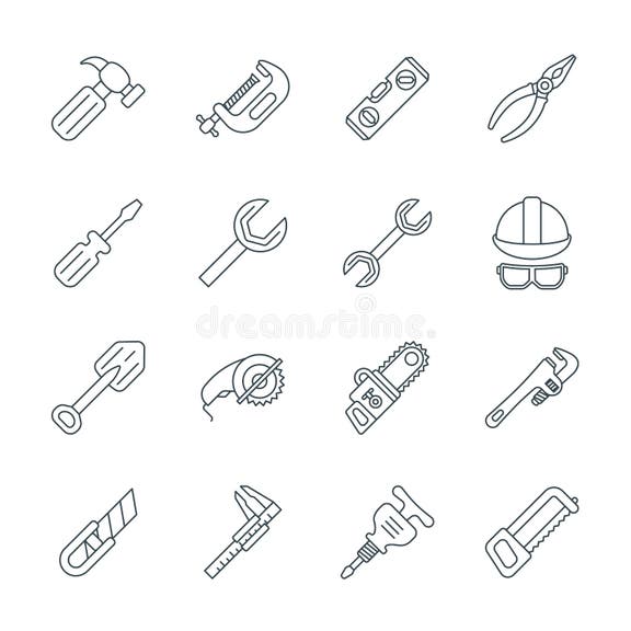 Outline tools icons stock illustration. Illustration of measure - 196055347