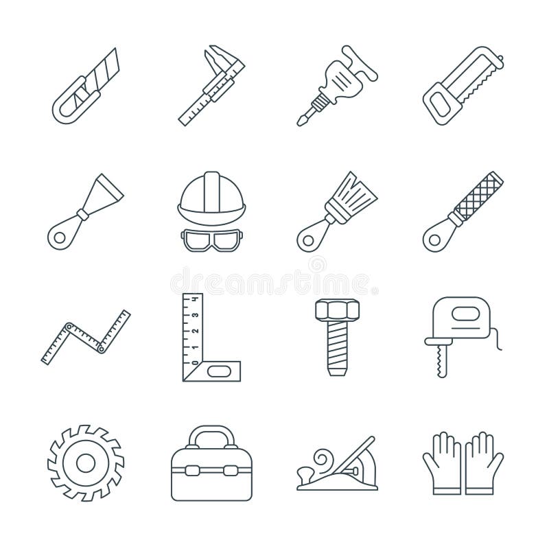 Outline tools icons stock vector. Illustration of ruler - 234162297