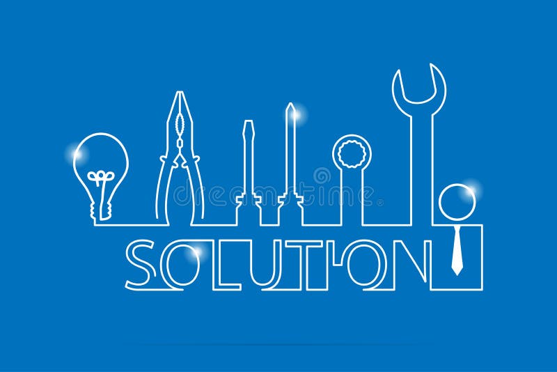 Outline Tools And Solution Word, Idea And Business Concept Stock Vector ...