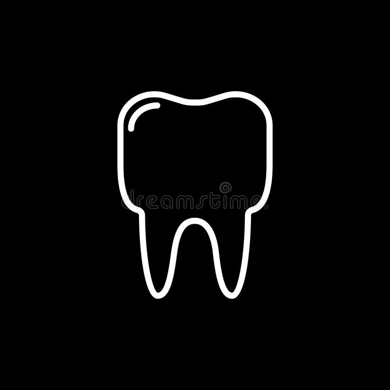 Outline Tooth Icon Vector Illustration on Black Background Stock Vector ...