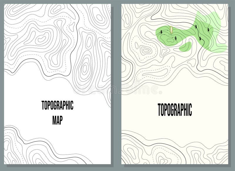 Outline Topographic Map Vertical Banner Template Set Stock Illustration ...