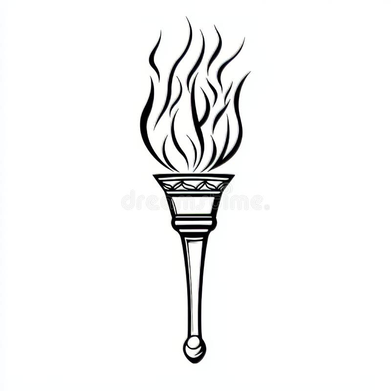 The Outline of a Torch Drawn by Hand Isolated in Modern Style Stock ...