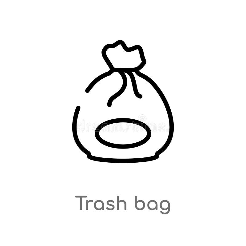 Outline Trash Bag Vector Icon. Isolated Black Simple Line Element ...