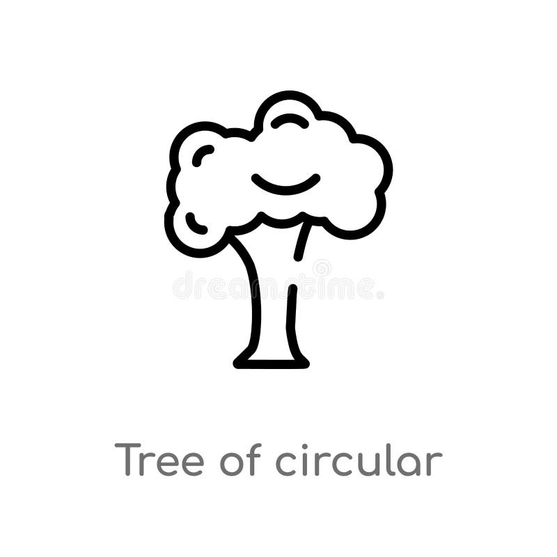 Outline Tree of Circular Foliage Vector Icon. Isolated Black Simple ...
