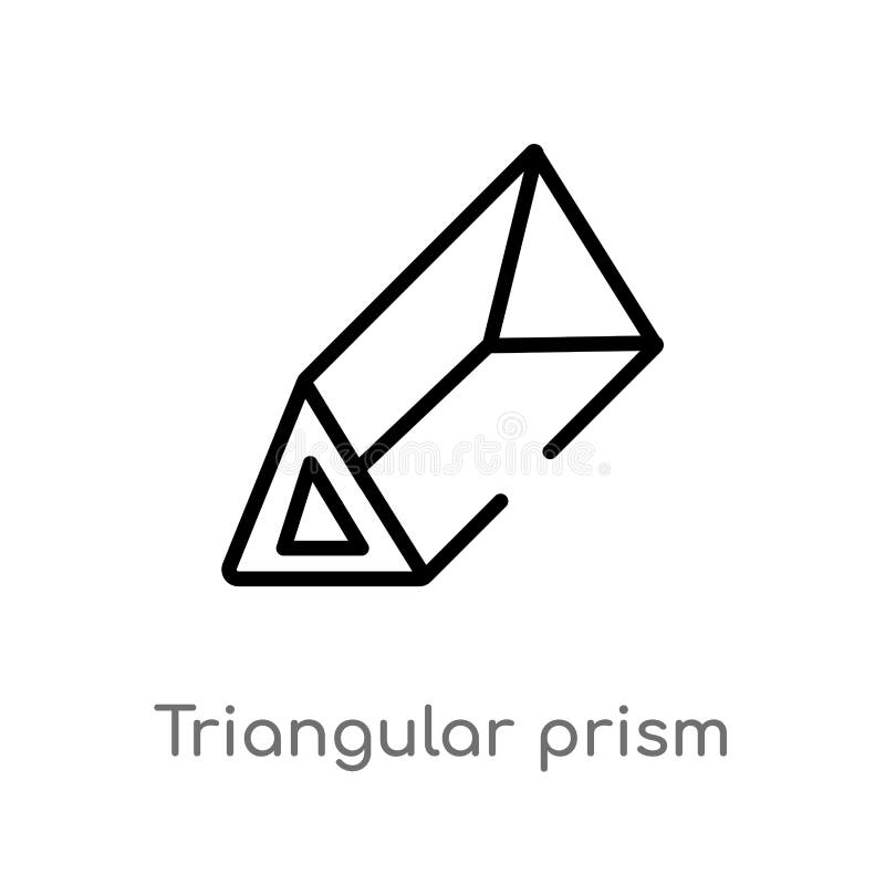 Outline Triangular Prism Vector Icon. Isolated Black Simple Line ...