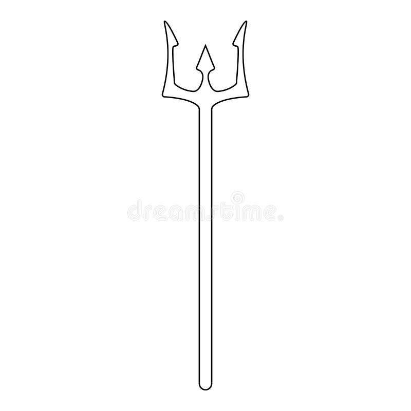 Red Trident Isolated on White Background. Devil, Neptune Trident ...