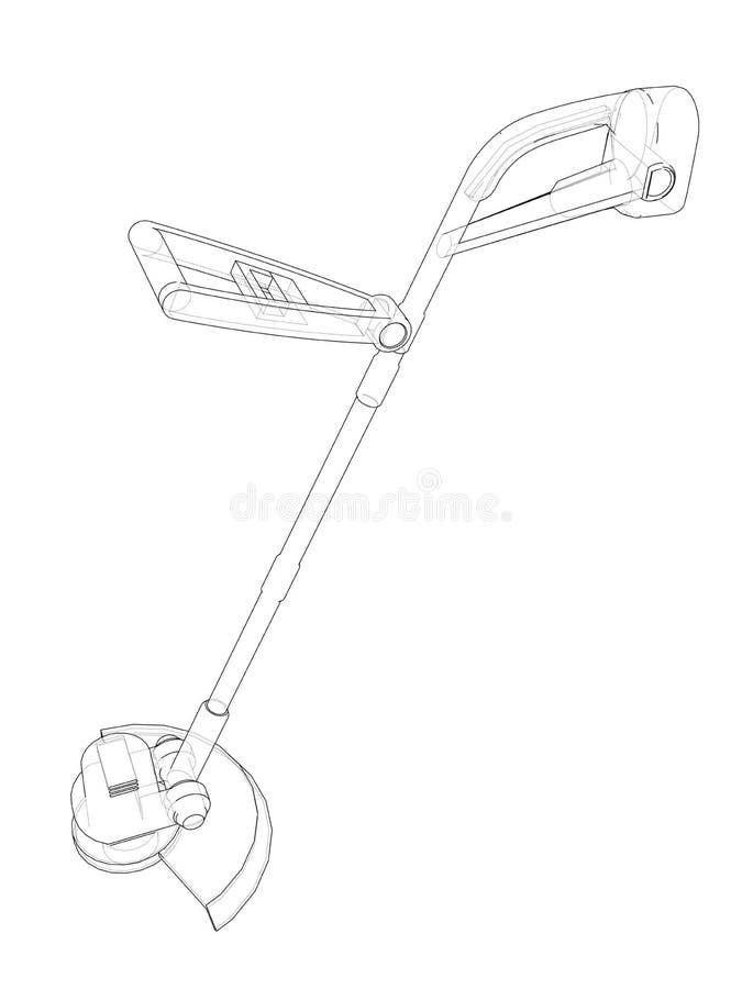 Outline Trimmer Grass Cutter. Vector Stock Vector - Illustration of ...