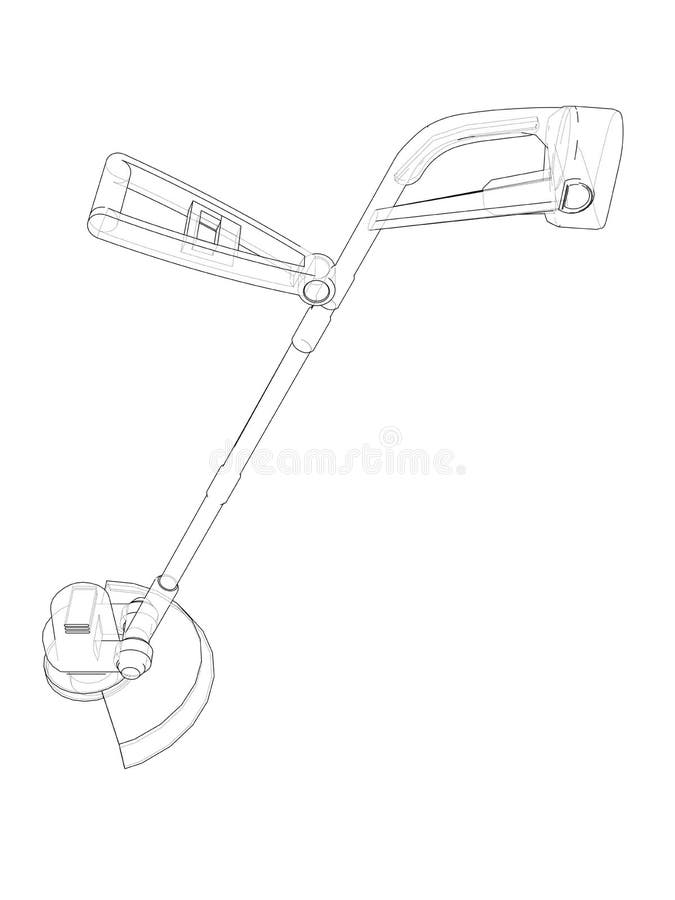 Outline Trimmer Grass Cutter. Vector Stock Vector - Illustration of ...