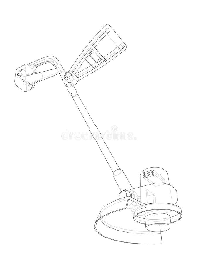 Outline Trimmer Grass Cutter. Vector Stock Vector - Illustration of ...