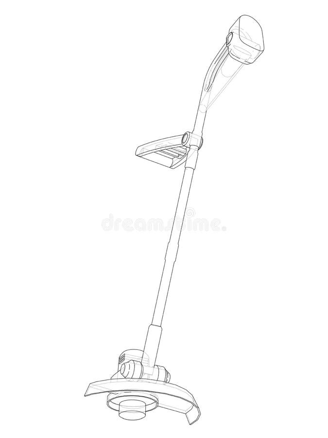 Outline Trimmer Grass Cutter. Vector Stock Vector - Illustration of ...