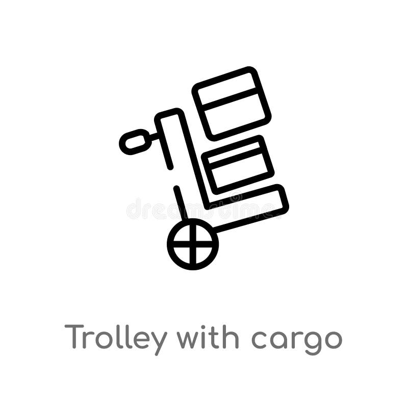 Outline Trolley Truck Vector Icon. Isolated Black Simple Line Element ...