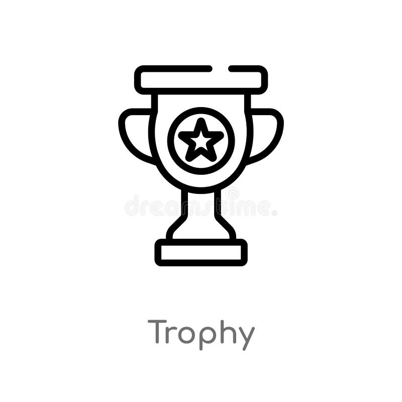 Outline Trophy Vector Icon. Isolated Black Simple Line Element ...