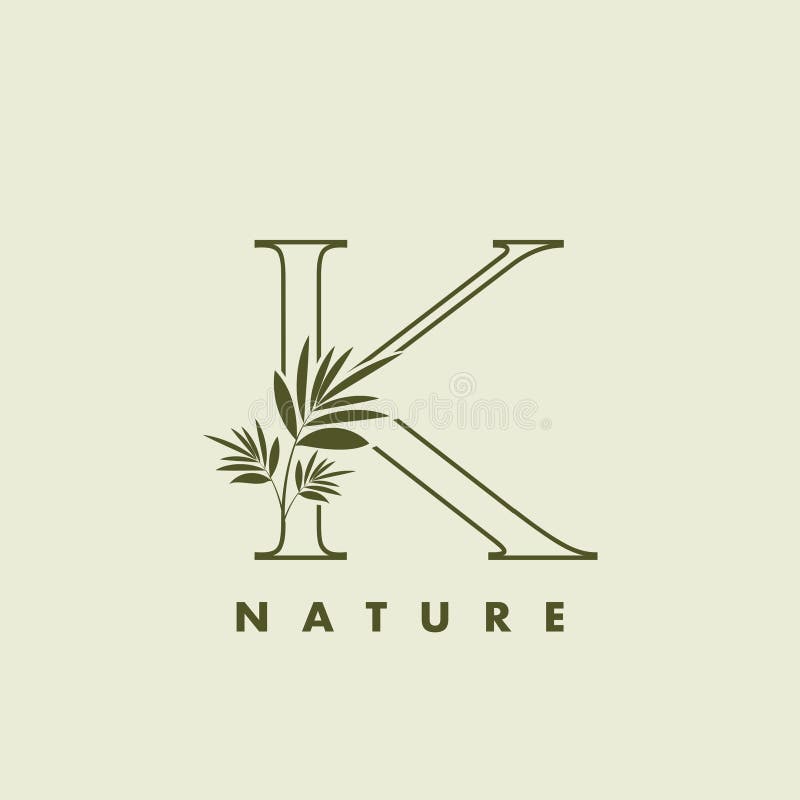 Outline Tropical Nature Letter K Logo Icon, Vector Design Concept ...