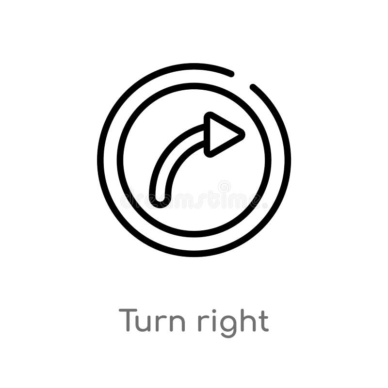 Outline Turn Right Vector Icon. Isolated Black Simple Line Element ...
