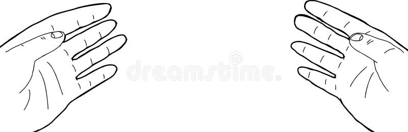 Outline of Two Open Hands stock illustration. Illustration of point ...