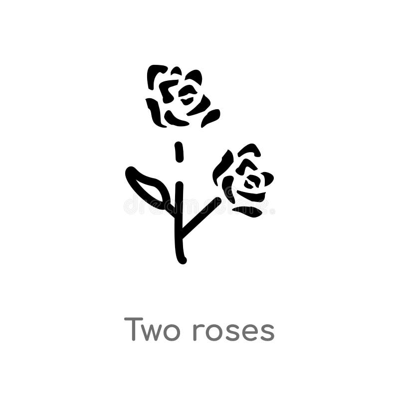 Outline Two Roses Vector Icon. Isolated Black Simple Line Element ...