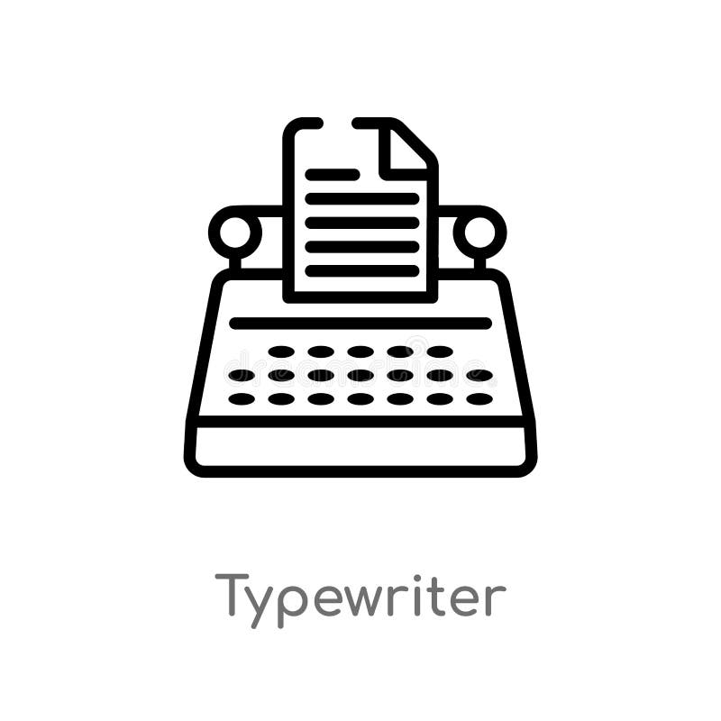 Outline Typewriter Vector Icon. Isolated Black Simple Line Element ...