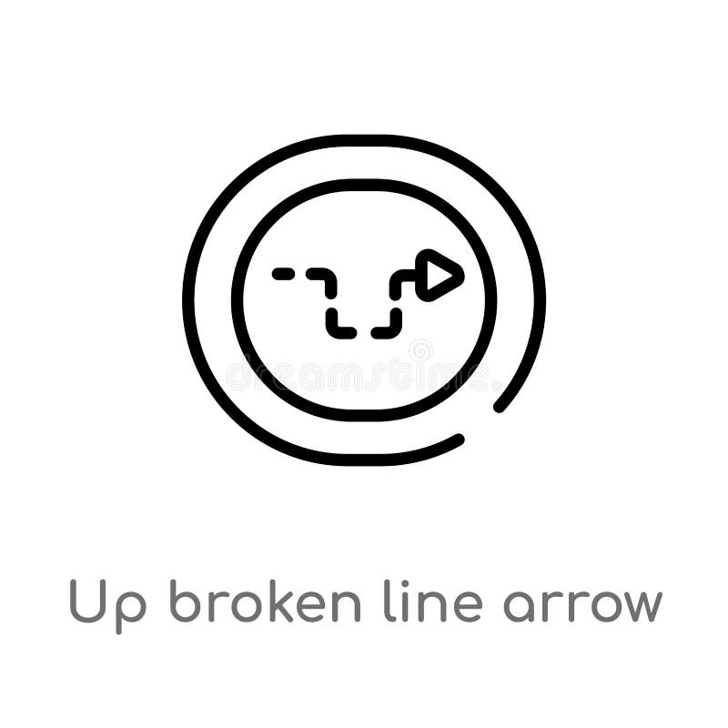 Outline Up Broken Line Arrow Vector Icon. Isolated Black Simple Line ...