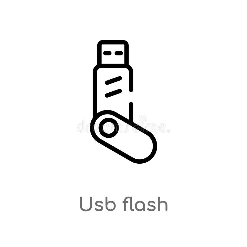 Outline Usb Flash Vector Icon. Isolated Black Simple Line Element ...