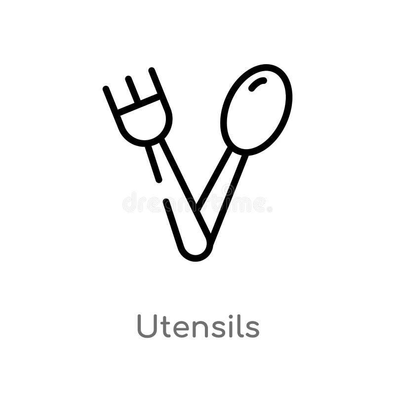 Outline Utensils Vector Icon. Isolated Black Simple Line Element ...