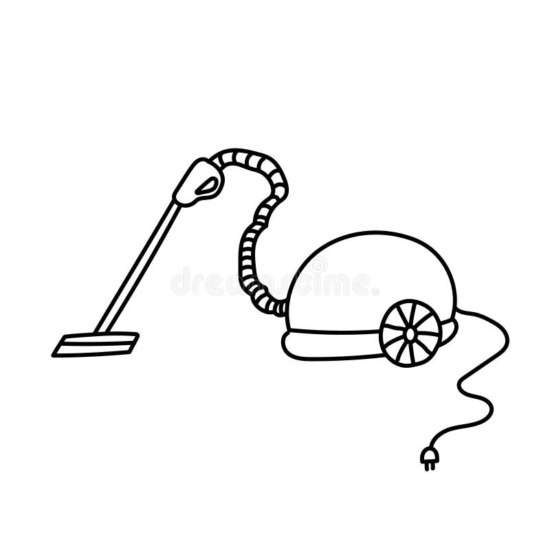 Outline Vacuum Cleaner with Cable. Vector Hand Drawn Doodle Style ...