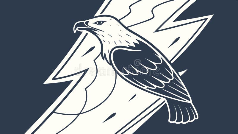 Eagle Lightning Bolt Mascot Outline Sports Logo Art, Vector Design ...