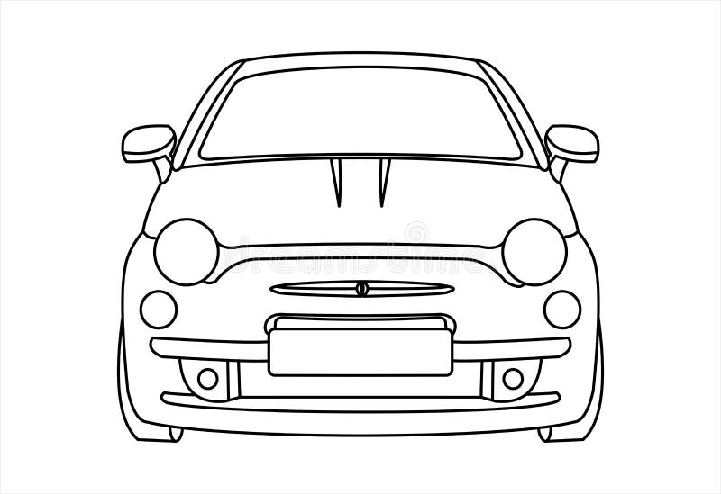 Outline Vector Car Isolated on White Background, Front View Stock ...