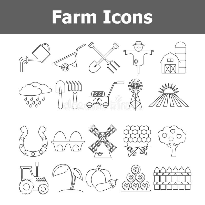 Outline vector farm icons. stock vector. Illustration of nature - 68909718