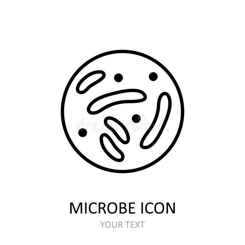 Outline Vector Icon with Microbes Under a Microscope Stock Vector ...