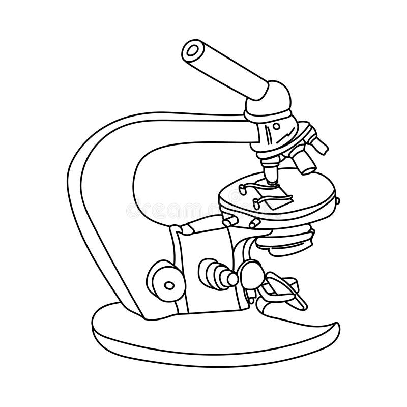 Outline Vector Illustration Microscope, Research Tool for Microscopy ...