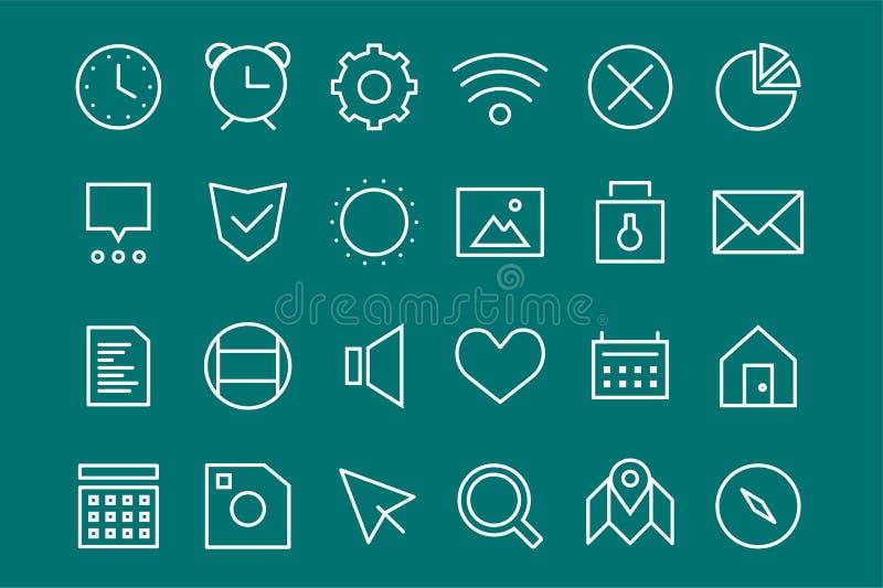 Outline Vector UI User Interface Technology White Stock Vector ...