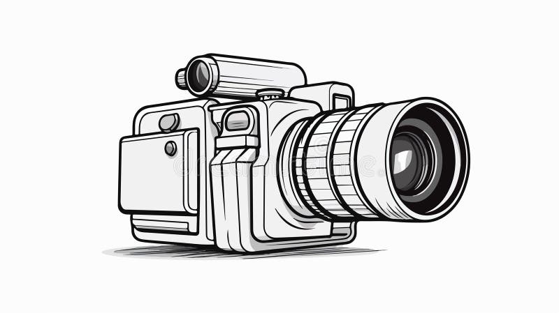 Outline Video Camera Illustration Vector Cartoon Style Stock Vector ...