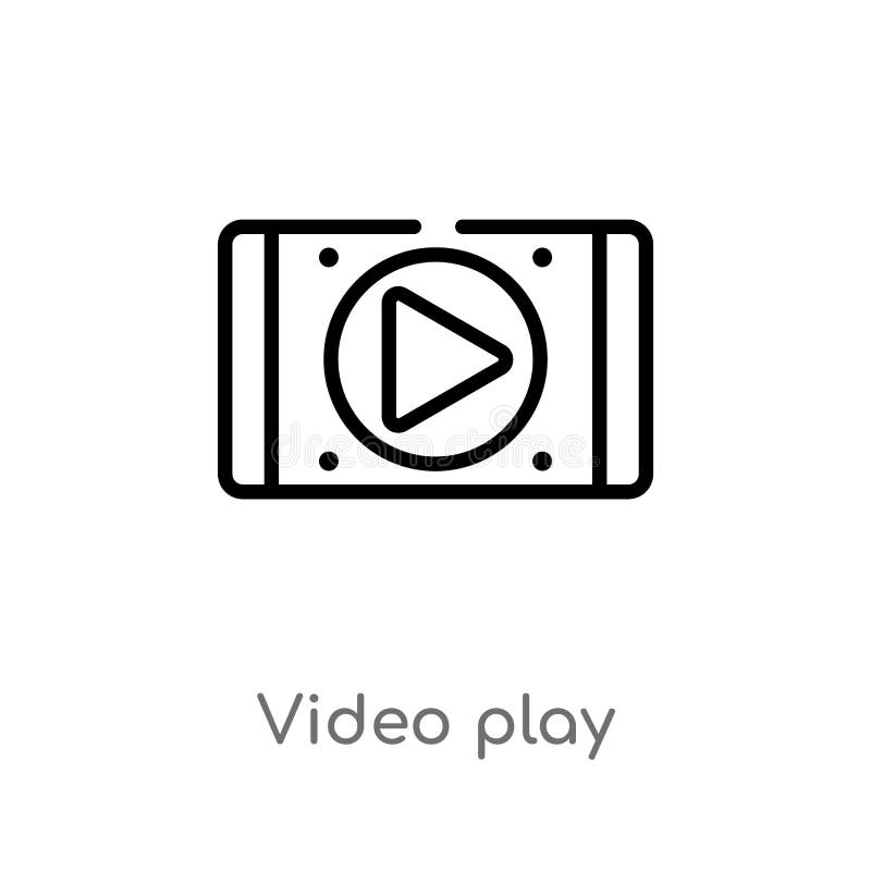 Outline Video Play Vector Icon. Isolated Black Simple Line Element ...