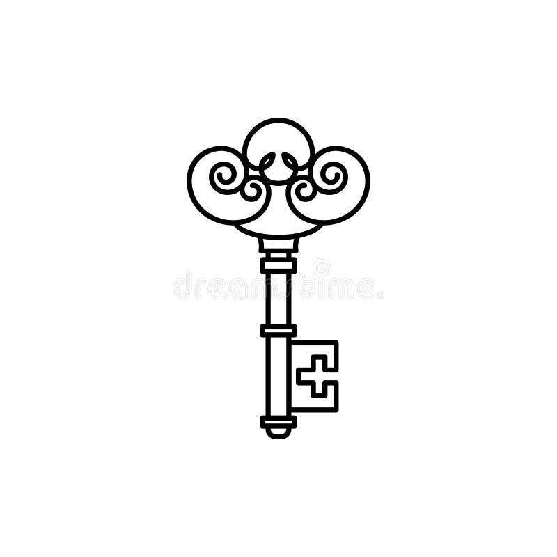 Outline Vintage Key. Vector Logos and Signs in Linear Style. Abstract ...