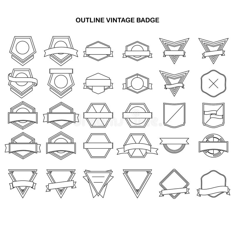 Outline Vintage Label Collection Stock Vector - Illustration of element ...