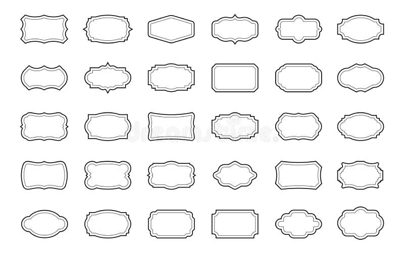Outline Vintage Labels. Vignette Blank Label Set Stock Vector ...