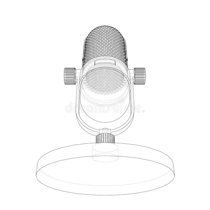 Outline vintage microphone stock illustration. Illustration of band ...
