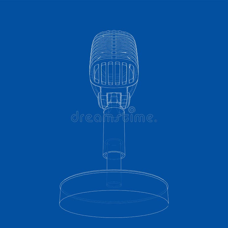 Outline vintage microphone stock illustration. Illustration of retro ...