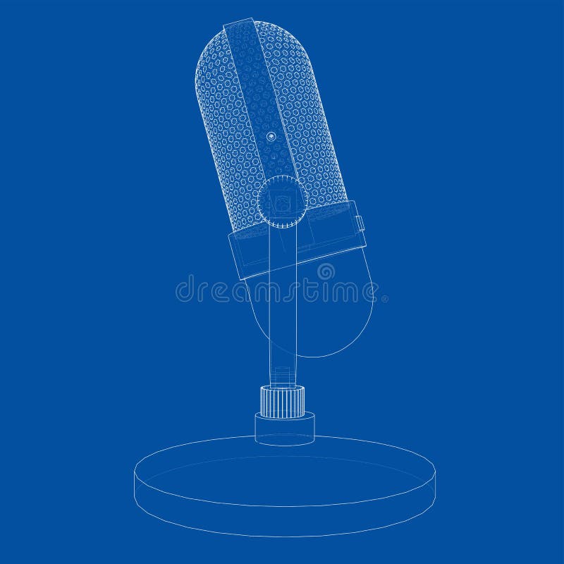 Outline Vintage Microphone Vector Stock Vector - Illustration of media ...