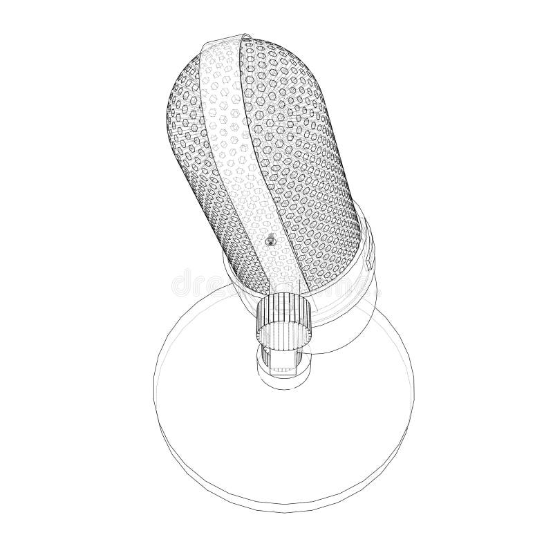 Outline vintage microphone stock illustration. Illustration of music ...