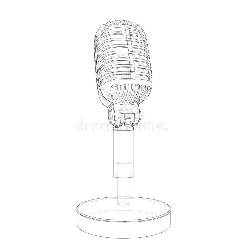 Outline vintage microphone stock illustration. Illustration of musical ...