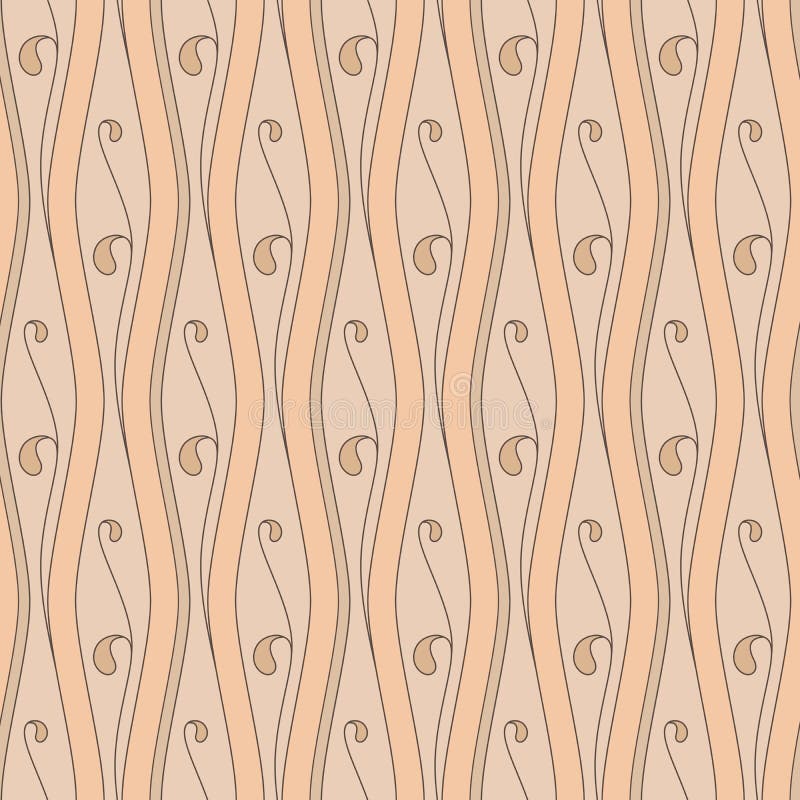 Outline Vintage Seamless Beige Pattern with Wave Stock Vector ...