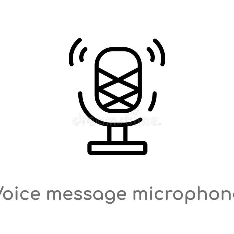 Outline Voice Message Microphone Button Vector Icon. Isolated Black ...